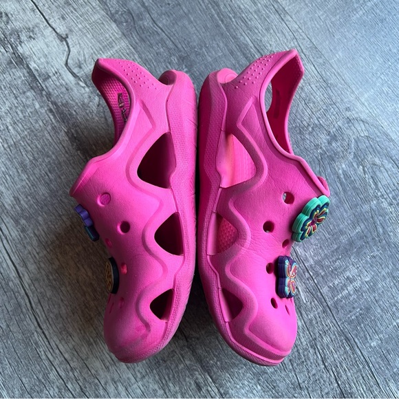 CROCS | Shoes | Crocs Sandals Pink Velcro Size J 2 | Poshmark